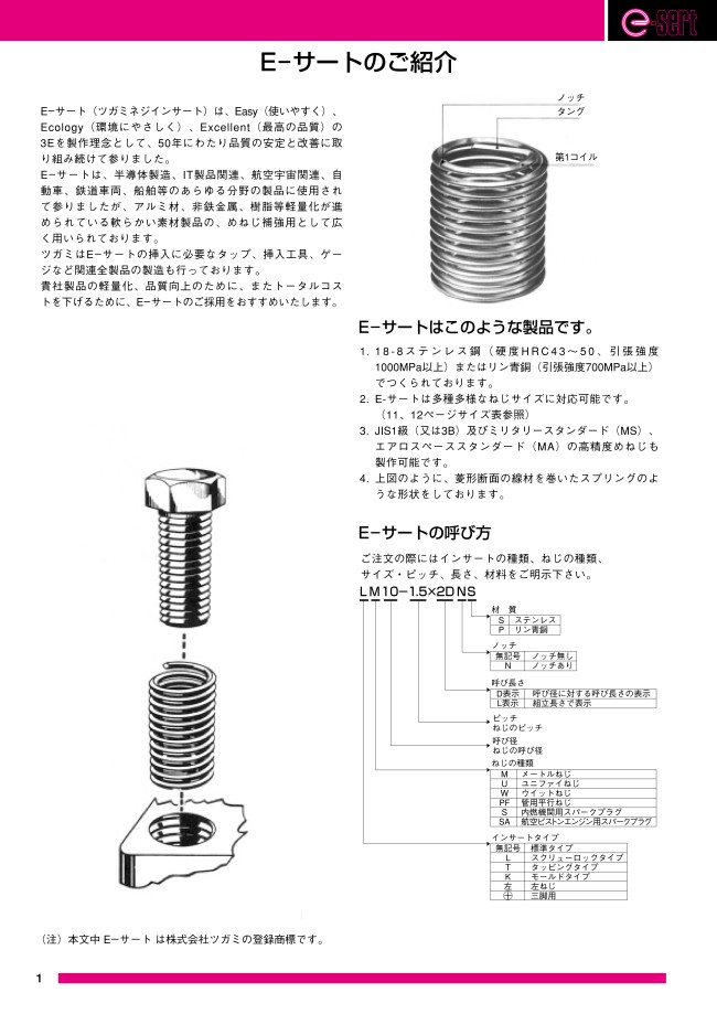 ES-M2-0.4-2D-SUS | Eサート（ヘリサート） | ツガミ | MISUMI(ミスミ)