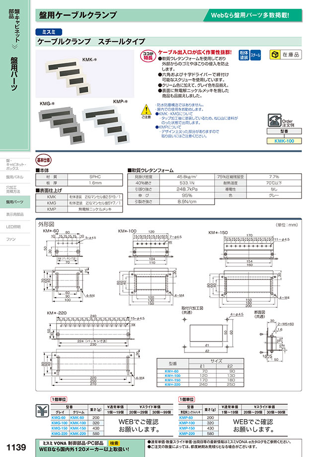 KMK-100 | 鉄製 省スペースウレタン付きケーブルクランプ KMシリーズ | ミスミ | MISUMI(ミスミ)
