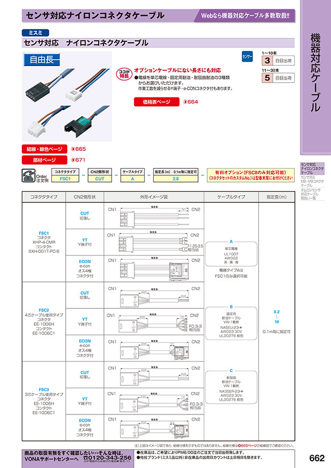 センサ対応 ナイロンコネクタケーブル | ミスミ | MISUMI(ミスミ)