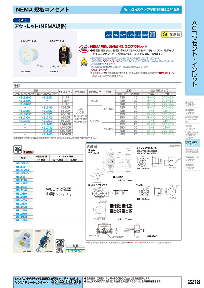 NEMA規格 アウトレット | ミスミ | MISUMI(ミスミ)