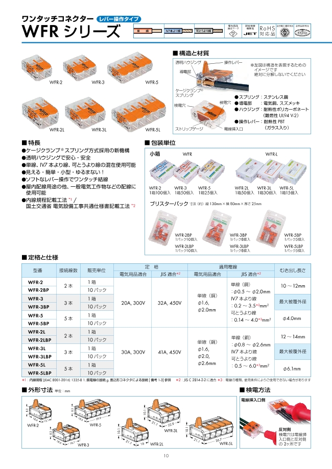 安全Shopping 新品 ワゴ ワンタッチコネクター WFR-2L JP クリアタイプ 50個入 WAGO kids-nurie.com