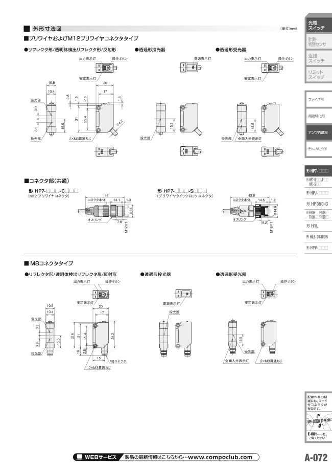 HP7-T11 | 汎用アンプ内蔵光電センサ HP7シリーズ | アズビル | ミスミ | 412-6041