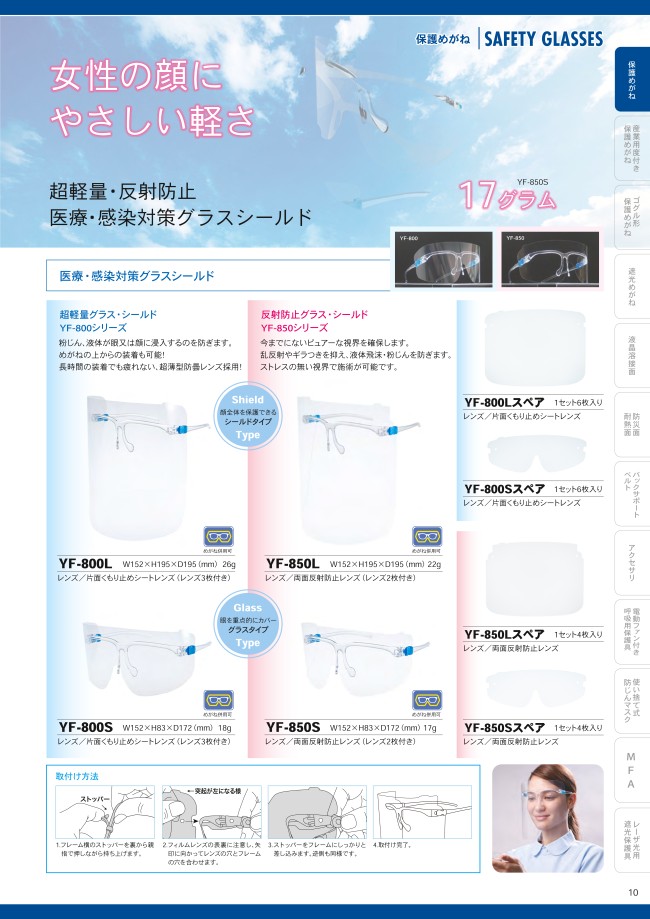 超軽量フェイスシールドグラス YF-800/交換レンズ | 山本光学 | MISUMI(ミスミ)