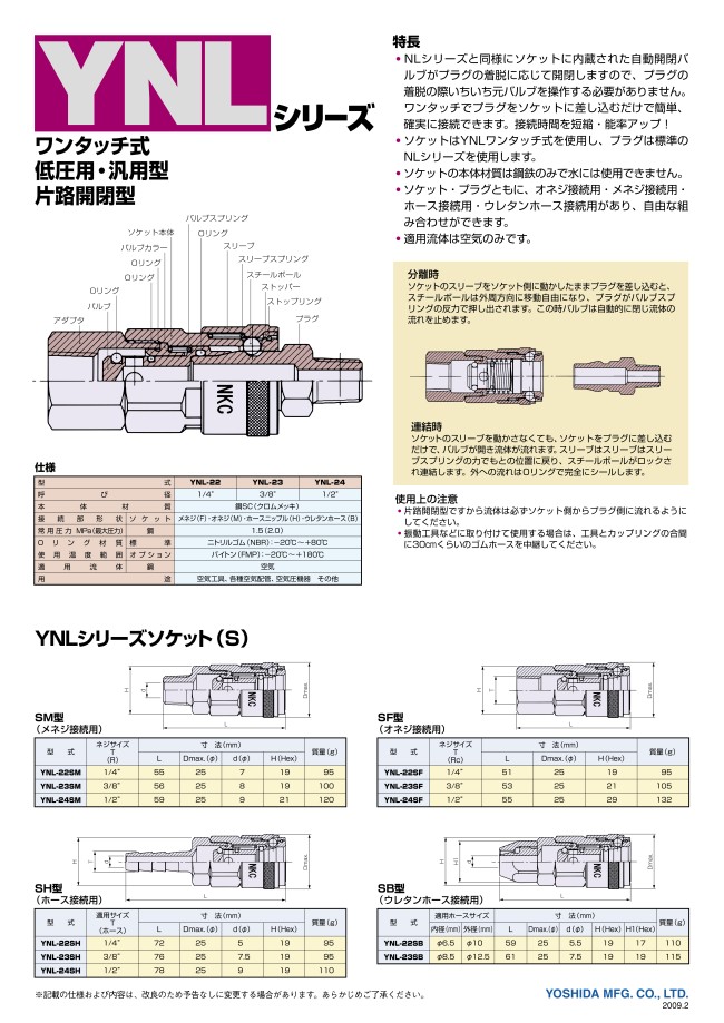 YNL-22SM-STL-NBR | YNLシリーズソケット SM型 | 吉田工作所 | MISUMI(ミスミ)