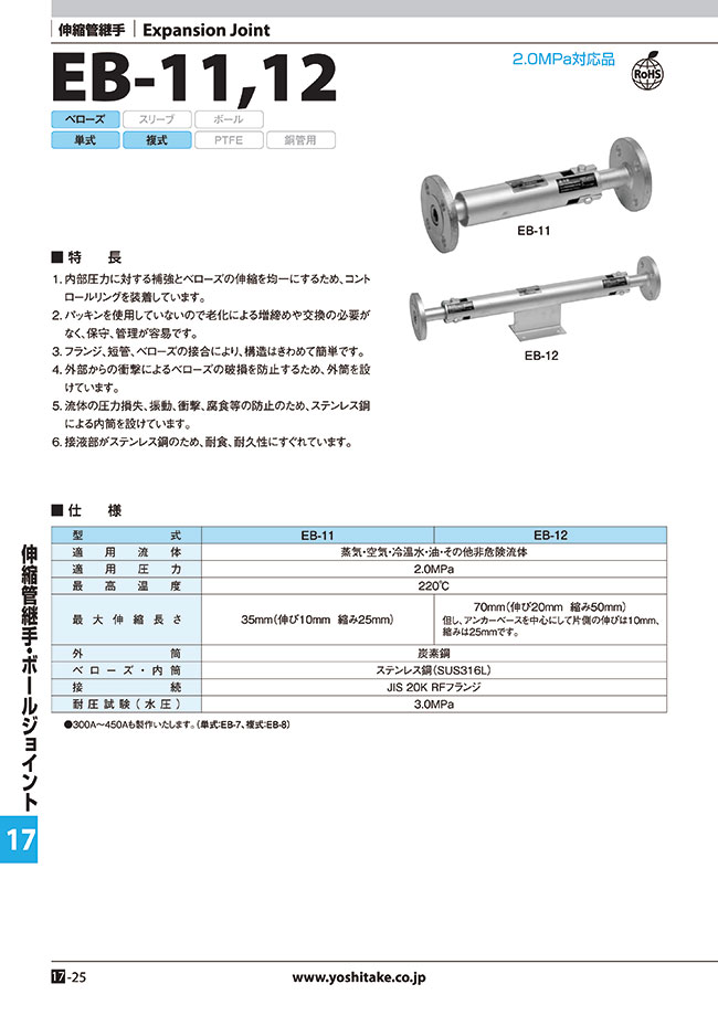 EB-11-32A | 伸縮管継手 EB-11シリーズ | ヨシタケ | MISUMI(ミスミ)